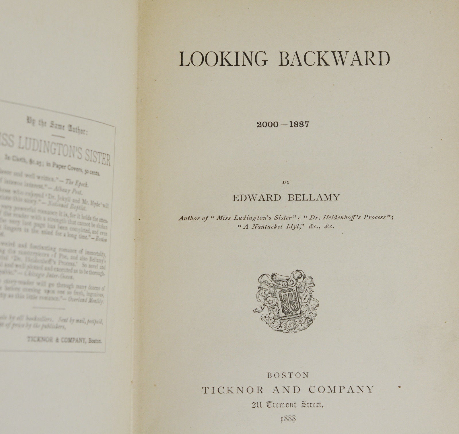 Looking Backward: 2000-1887 | Edward Bellamy | First Edition